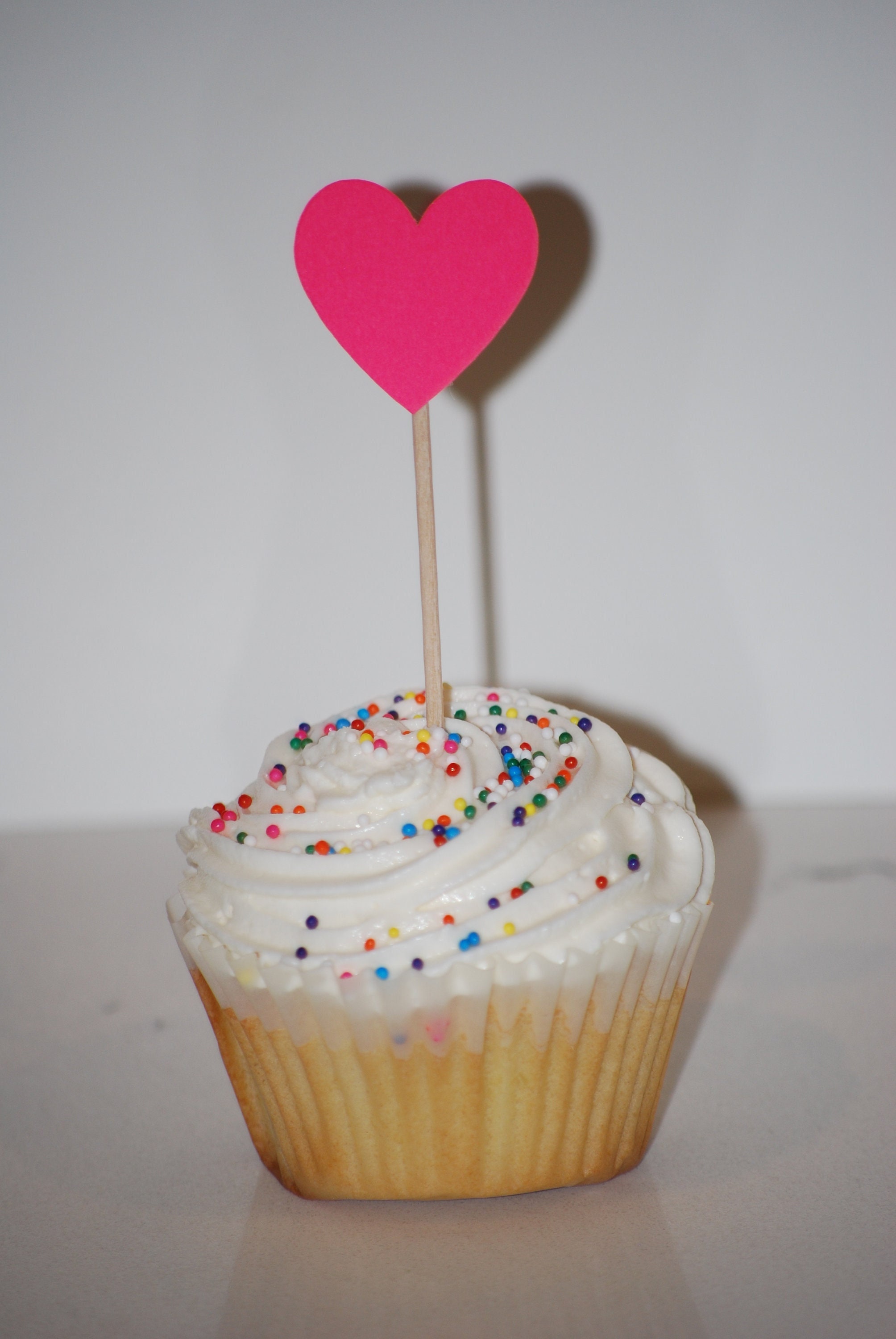 Custom Pink Heart Cupcake Toppers multiple Pink Options Great for ...