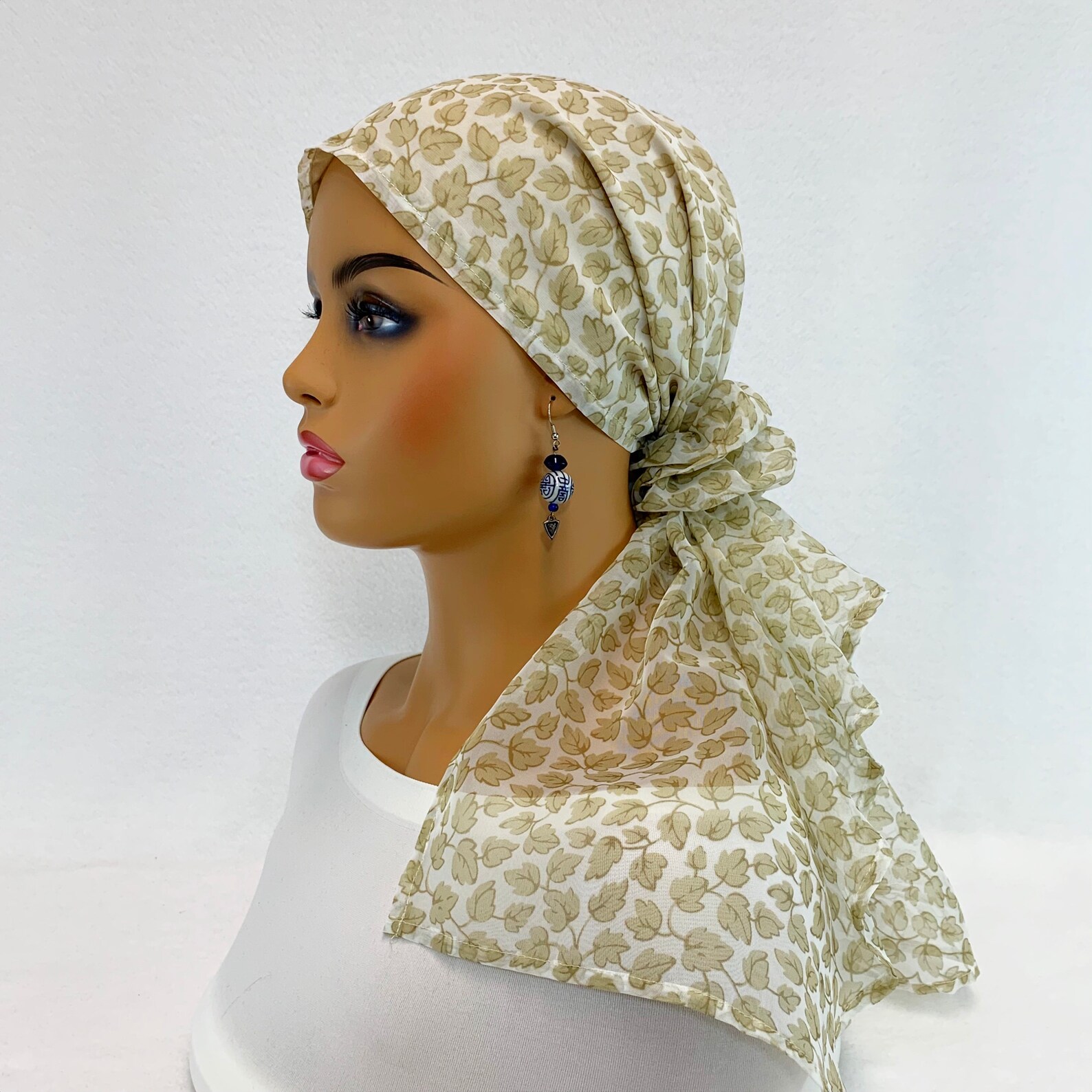 Pre Tied Chemo Head Scarf~women's Cancer Scarf~chemo Turban~sheer Ivory ...