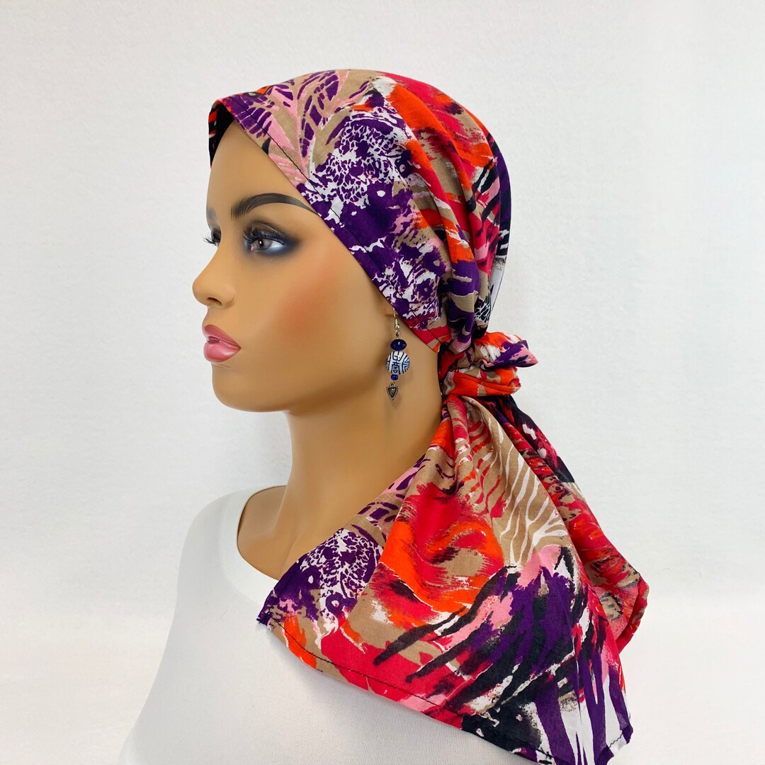 Pre Tied Chemo Head Scarf~women's Cancer Scarf~chemo Turban~cotton ...