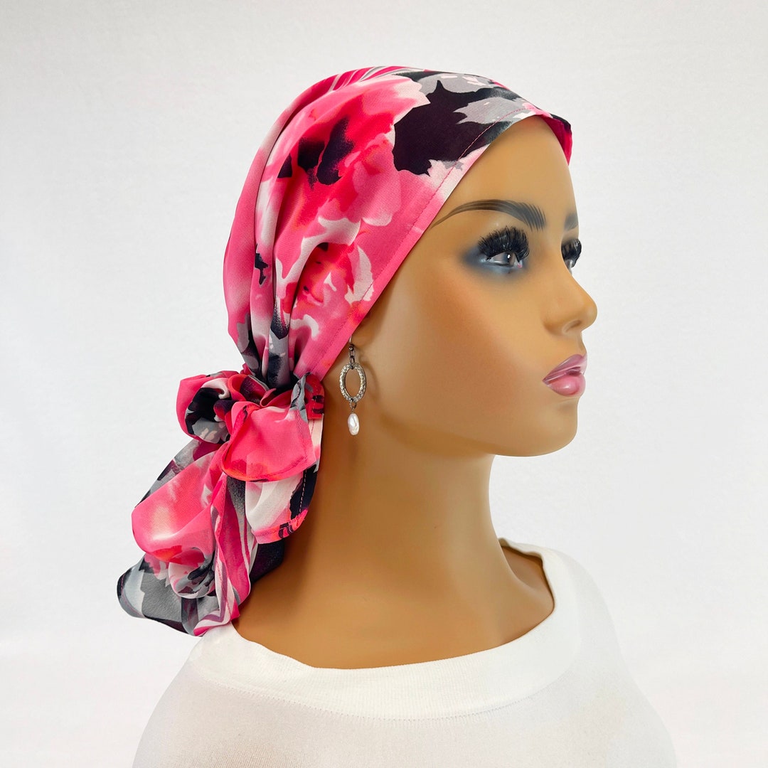 Pre Tied Chemo Head Scarf~women's Cancer Scarf~chemo Turban~sheer Pink ...
