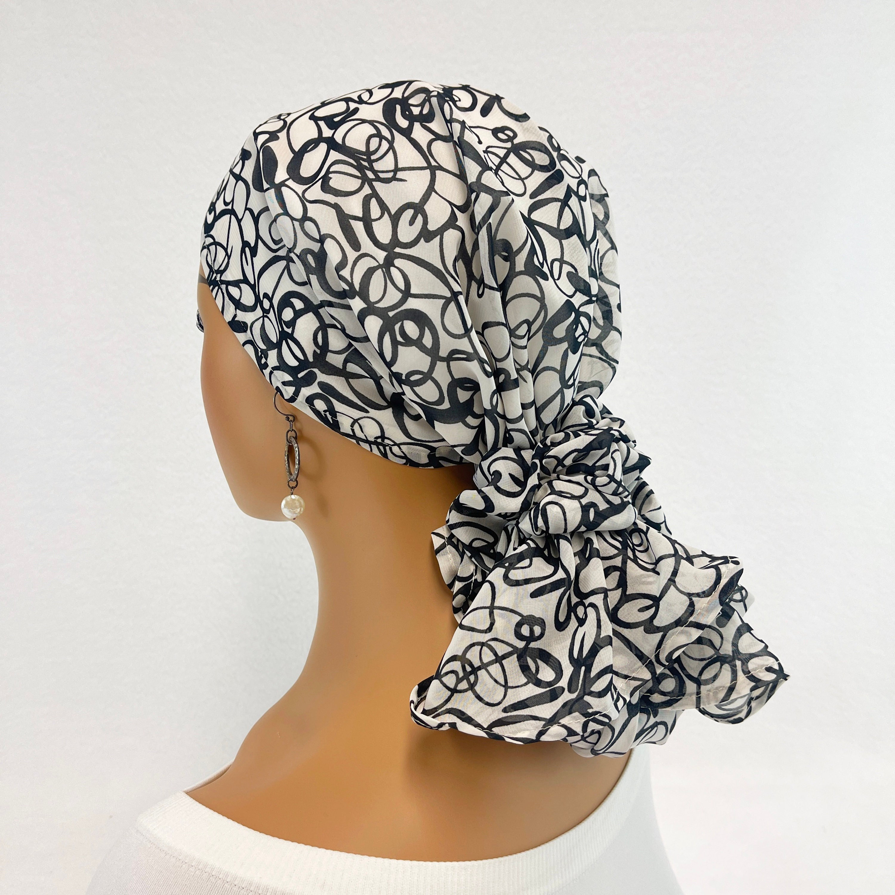 Pre Tied Chemo Head Scarf~women's Cancer Scarf~chemo Turban~sheer White ...