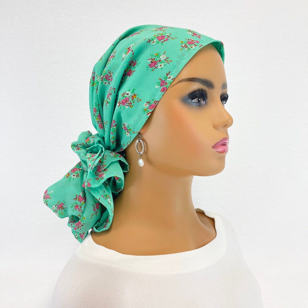 Pre Tied Chemo Head Scarf~women's Cancer Scarf~chemo Turban~sheer Mint ...