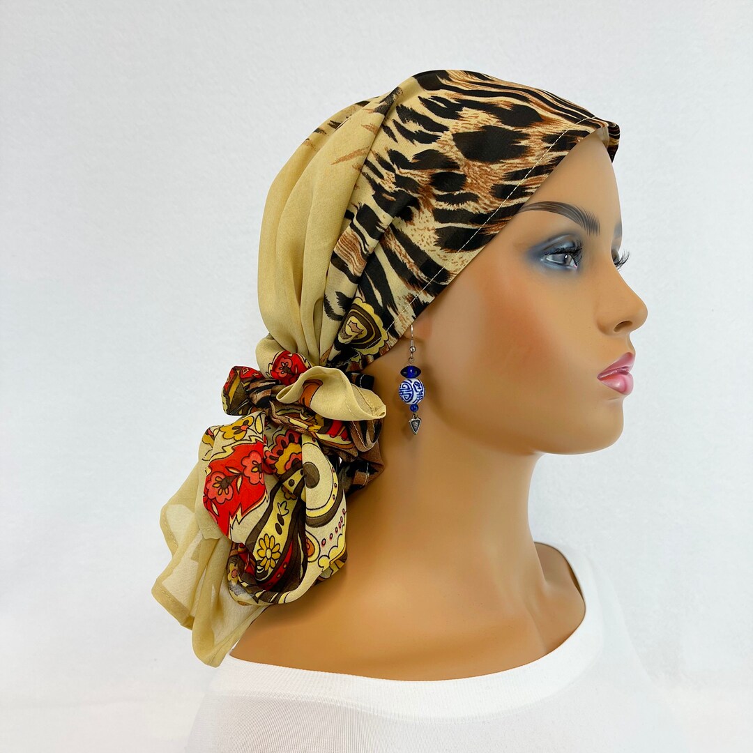 Pre Tied Chemo Head Scarf~women's Cancer Scarf~chemo Turban~jungle ...