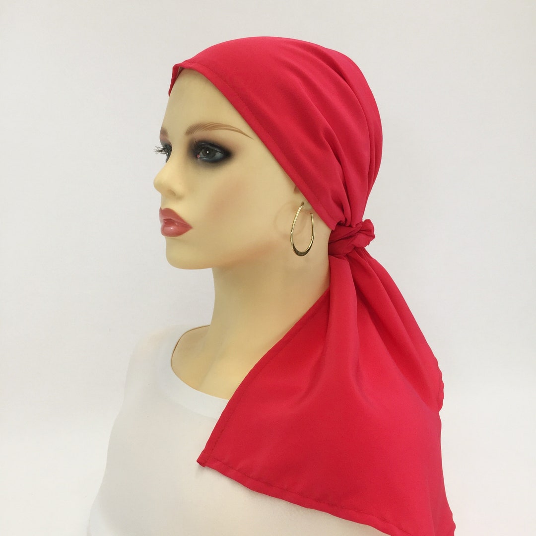 Pre Tied Chemo Head Scarf~cancer Scarf~chemo Head Wrap~alopecia Cap ...