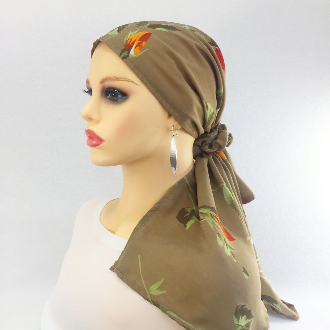 Pre Tied Chemo Alopecia Head Scarf~women's Cancer Headwear~chemo Hat ...