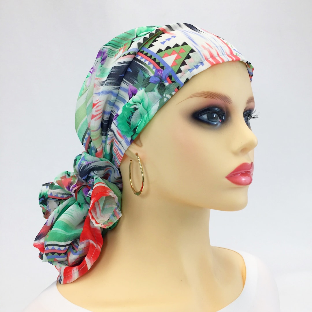 Pre Tied Chemo Head Scarf~chemo Cancer Hair Loss~chemo Gift~chiffon ...