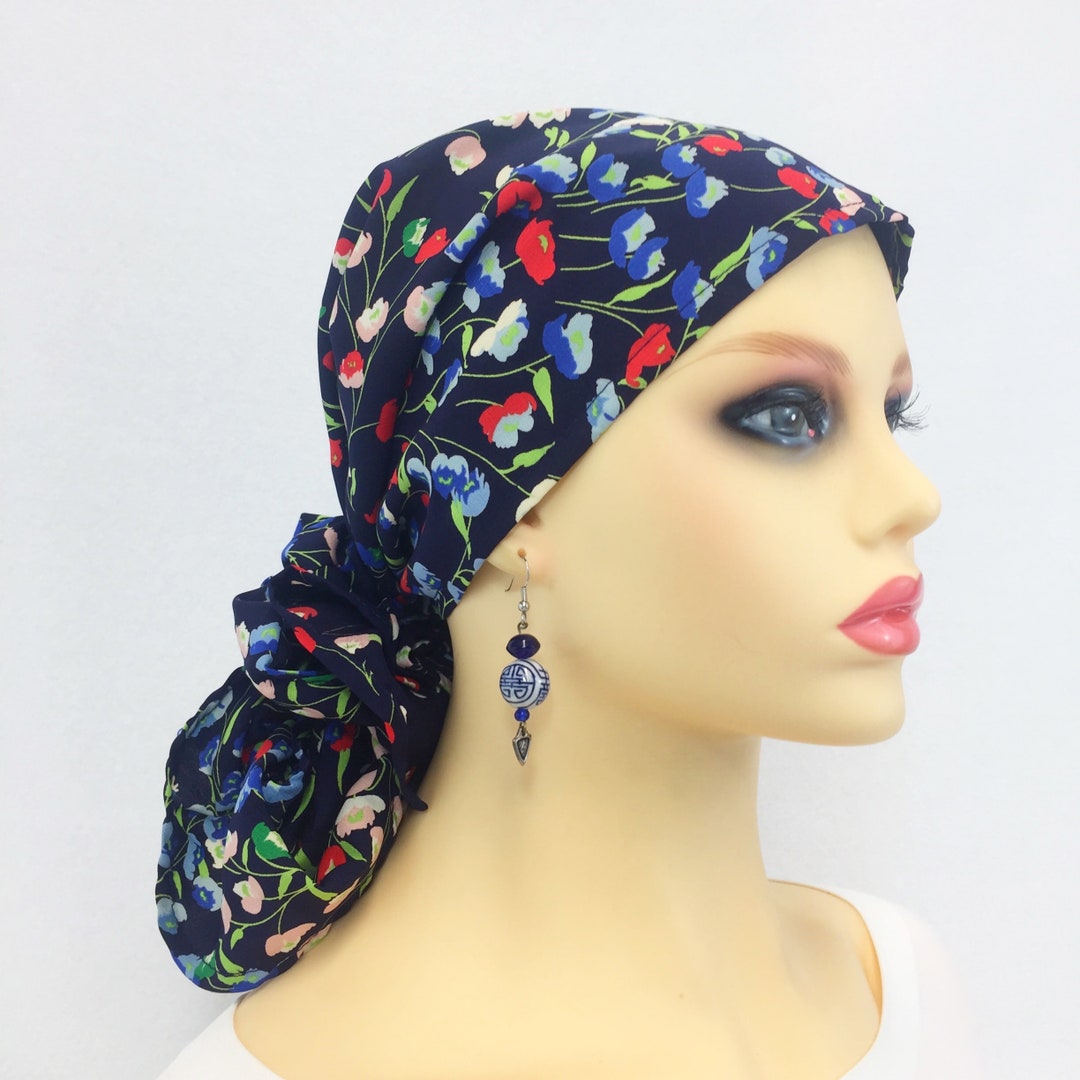 Pre Tied Chemo Head Scarf~women's Cancer Headwear~chemo Turban~chemo ...