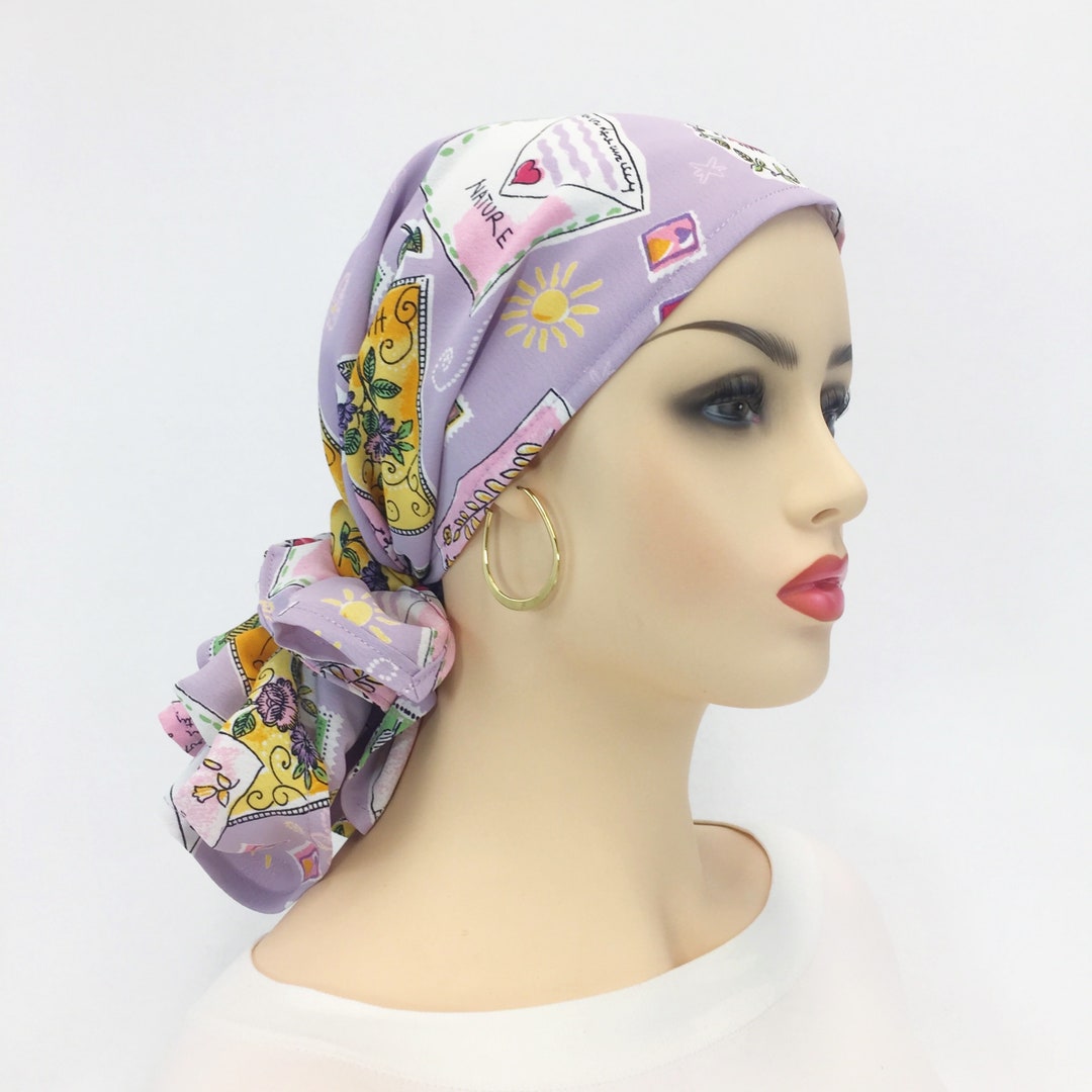 Pre Tied Chemo Head Scarf~women's Cancer Scarf~chemo Turban~lilac ...