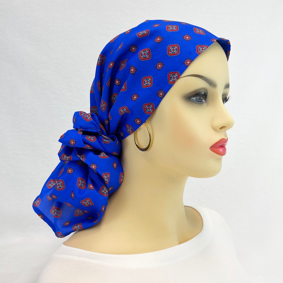 Pre Tied Chemo Head Scarf~women's Cancer Scarf~chemo Turban~royal Blue ...