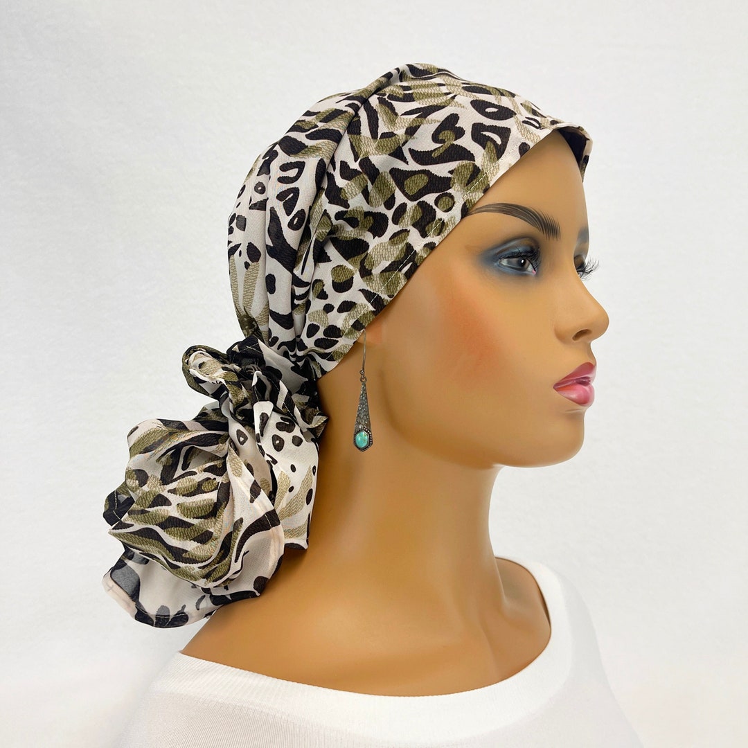 Pre Tied Chemo Head Scarf~women's Cancer Scarf~chemo Turban~sheer Olive ...