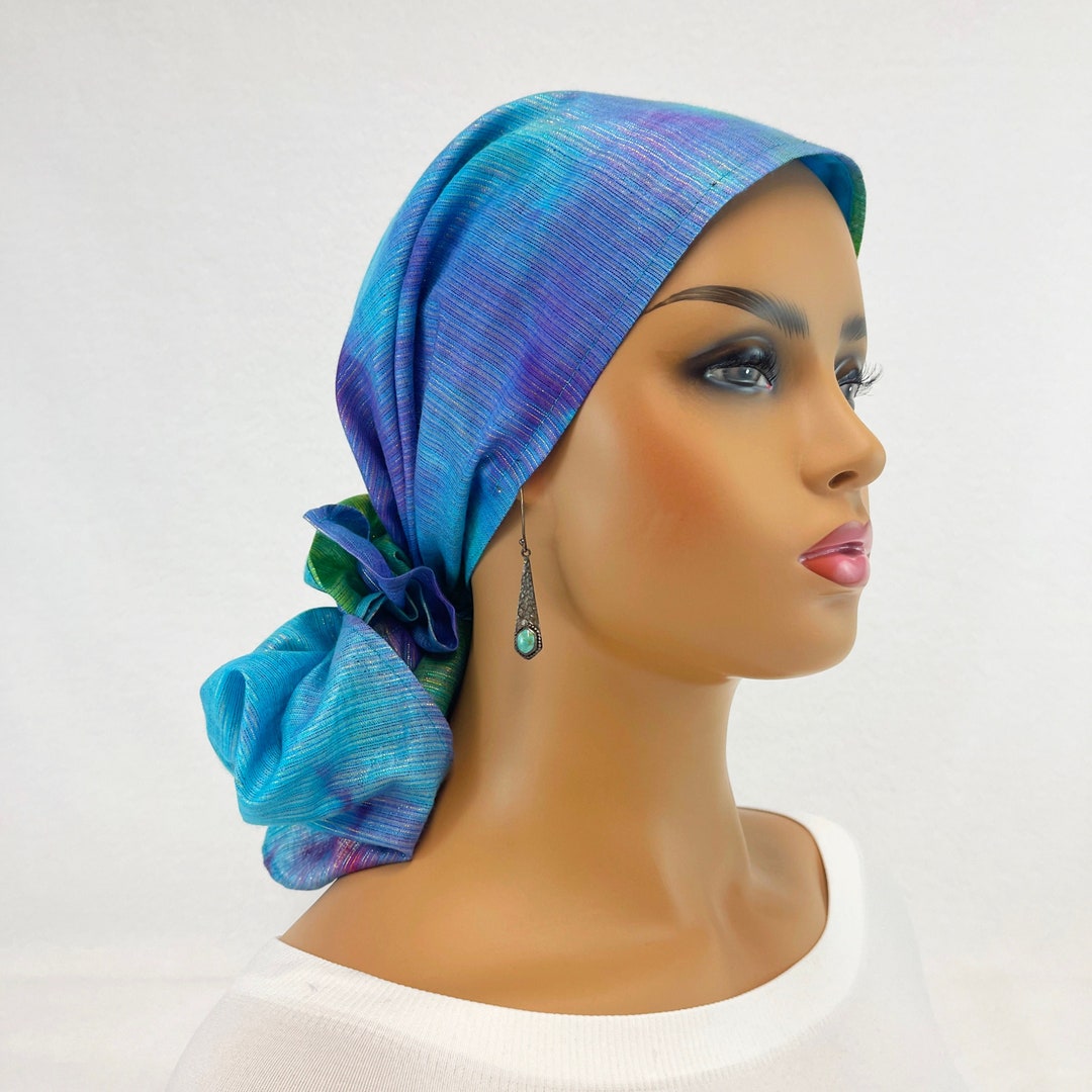 Pre Tied Chemo Head Scarf~women's Cancer Scarf~chemo Turban~aqua/lime ...
