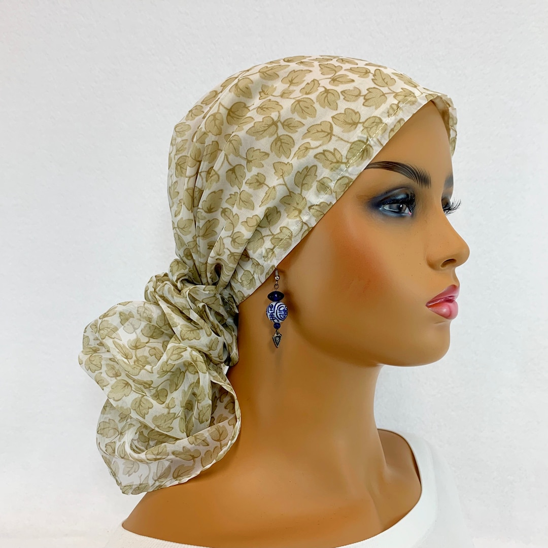 Pre Tied Chemo Head Scarf~women's Cancer Scarf~chemo Turban~sheer Ivory ...