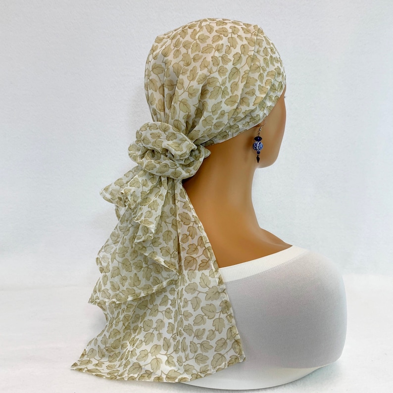 Pre Tied Chemo Head Scarf~women's Cancer Scarf~chemo Turban~sheer Ivory ...