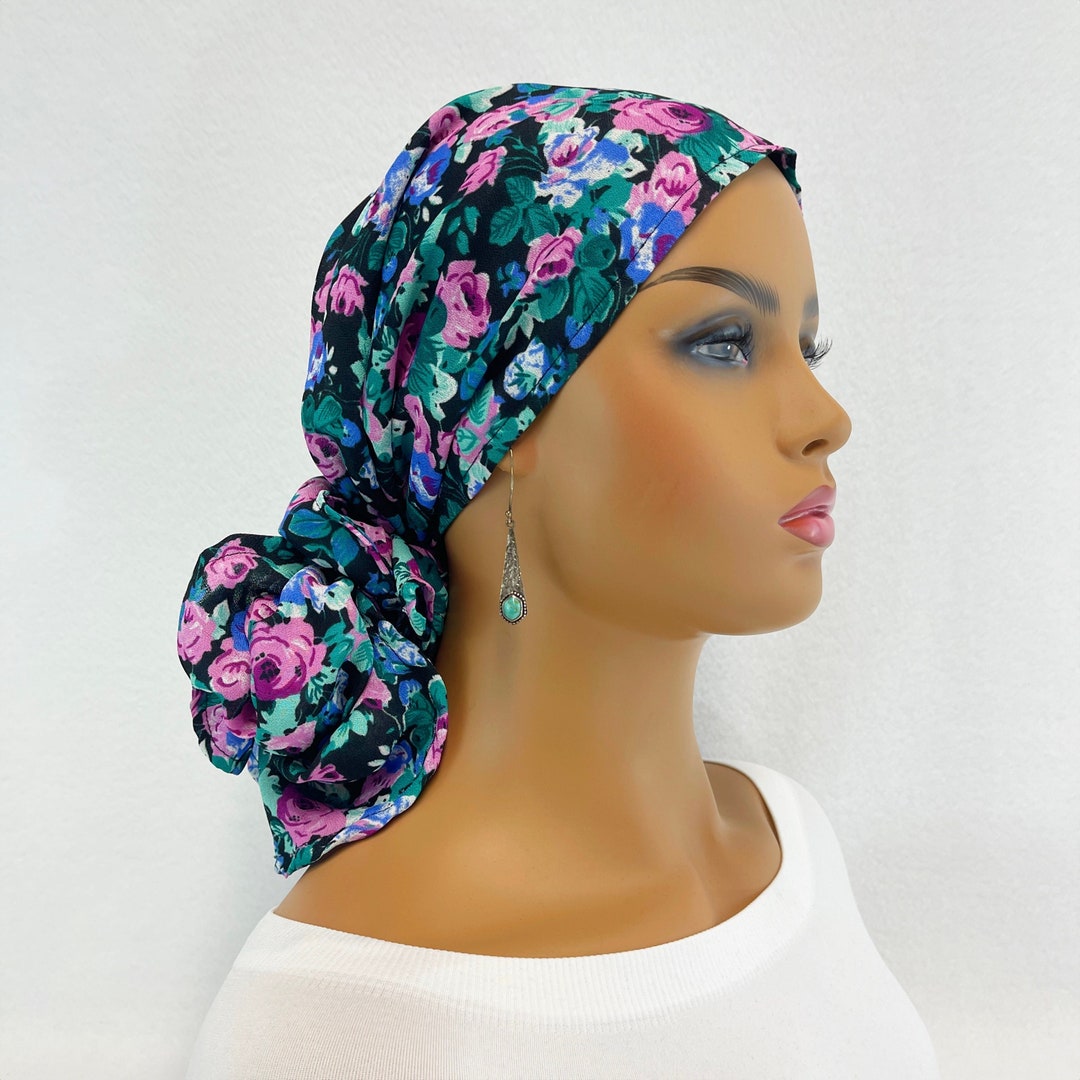 Pre Tied Chemo Head Scarf~women's Cancer Scarf~chemo Turban~sheer Black ...