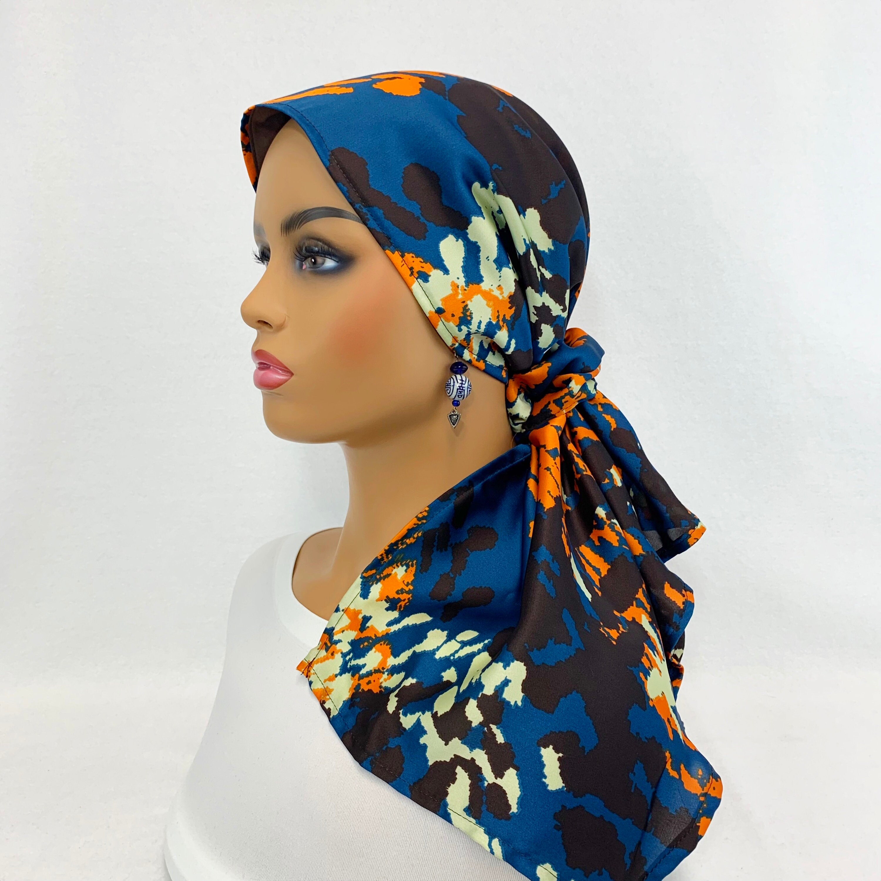Pre Tied Chemo Head Scarf~women's Cancer Scarf~chemo Turban~silky Teal ...