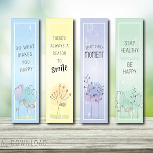 Printable Bookmark Set, Positive Bookmarks, Motivational Bookmarks ...