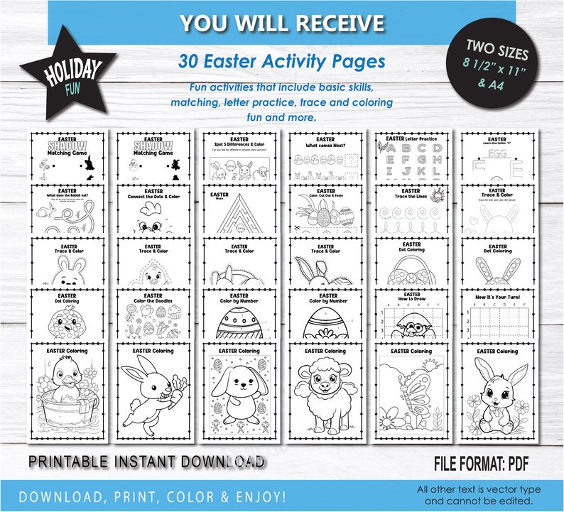 Easter Activities Coloring Pages for Kids, Toddlers Preschoolers ...