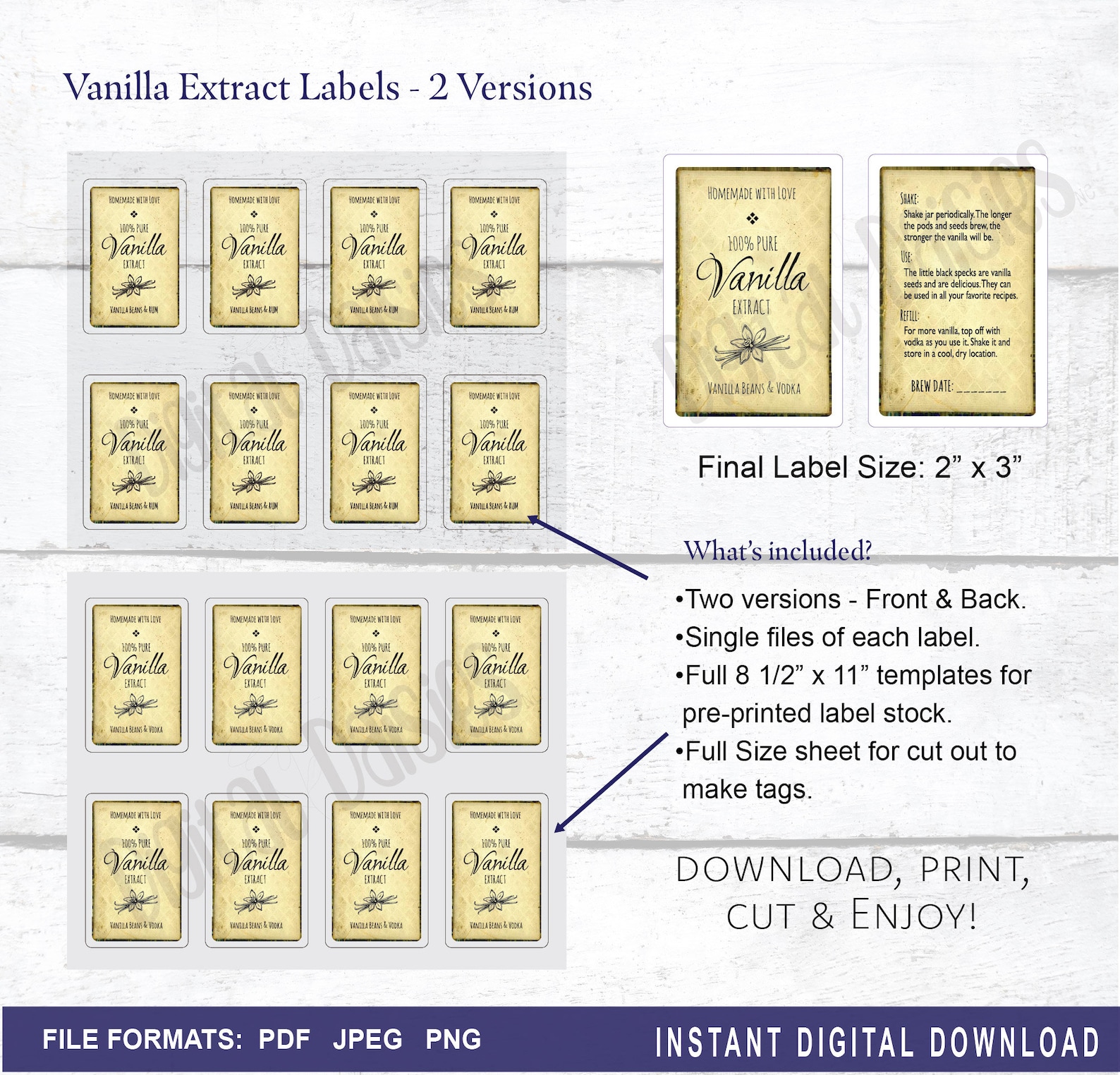 Vanilla Extract Printable Label, Instant DIGITAL Download Png, Homemade ...