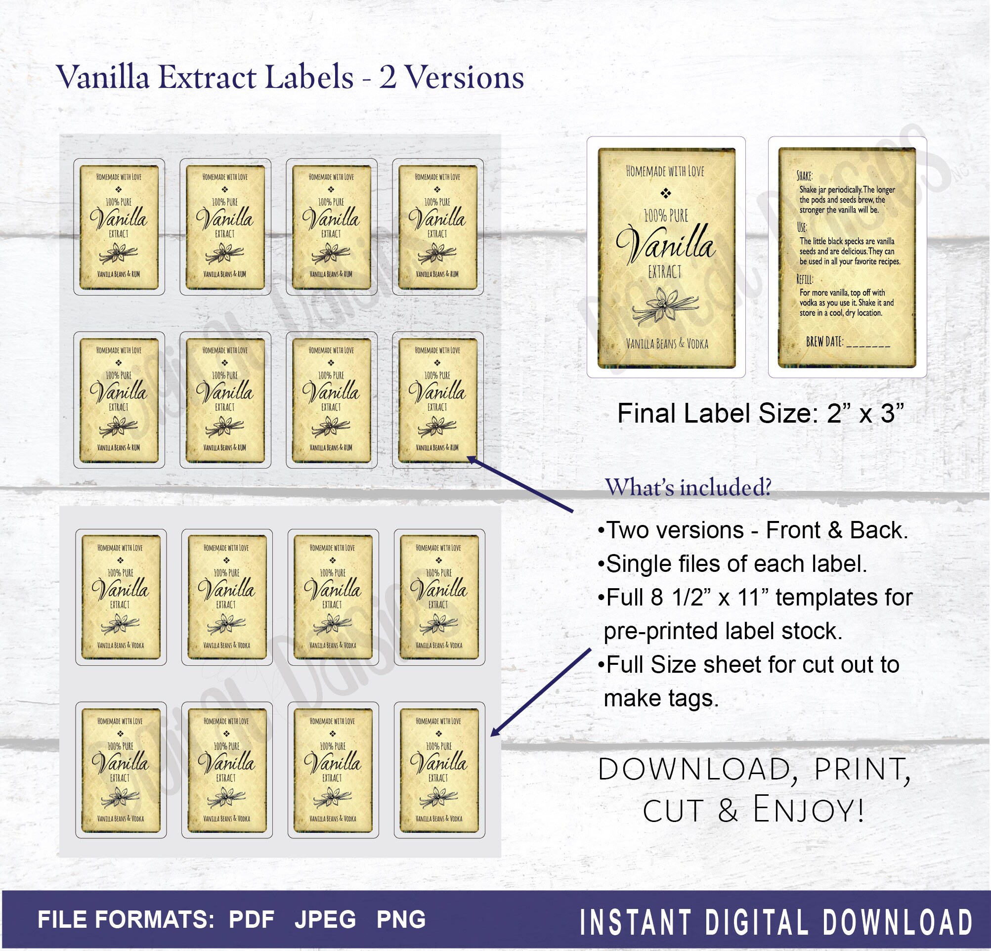 Vanilla Extract Printable Label, Instant DIGITAL Download Png, Homemade ...