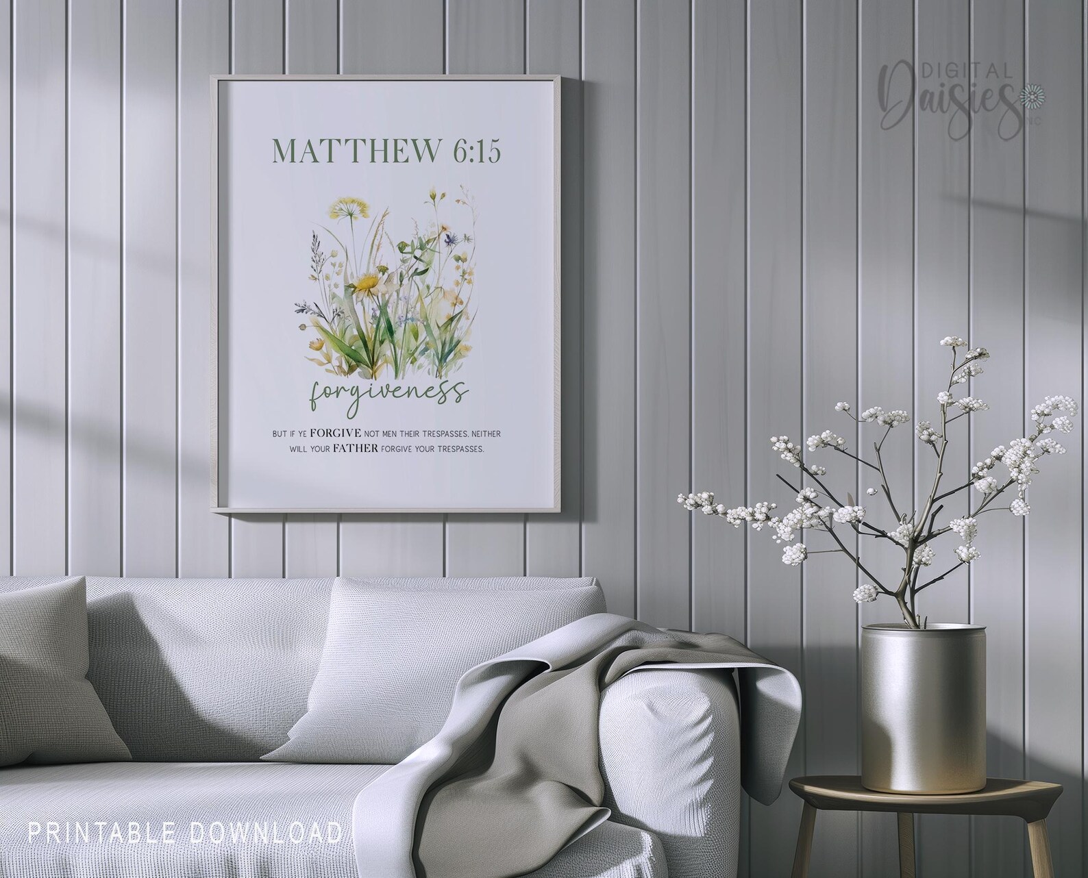 Matthew 6:15 Wildflower Bible Verse Wall Art, FORGIVENESS Scripture ...