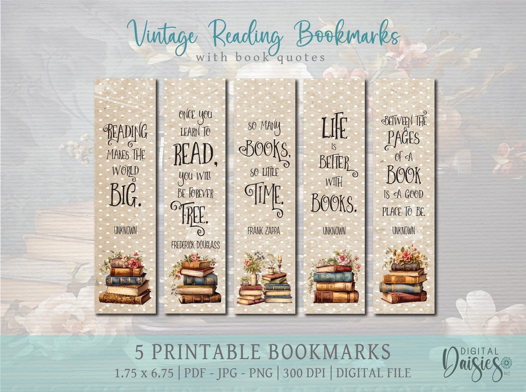 Reading Quote Bookmark Set, Printable Bookmark, Reading Bookmark ...