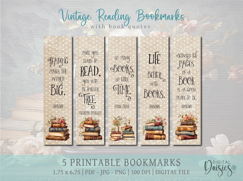 Reading Quote Bookmark Set, Printable Bookmark, Reading Bookmark ...