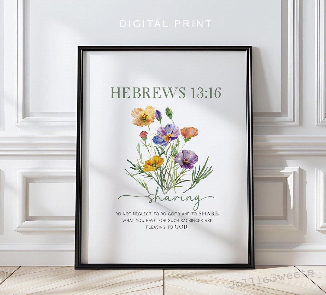 Hebrews 13:16 Wildflower Bible Verse Wall Art, SHARING Scripture ...