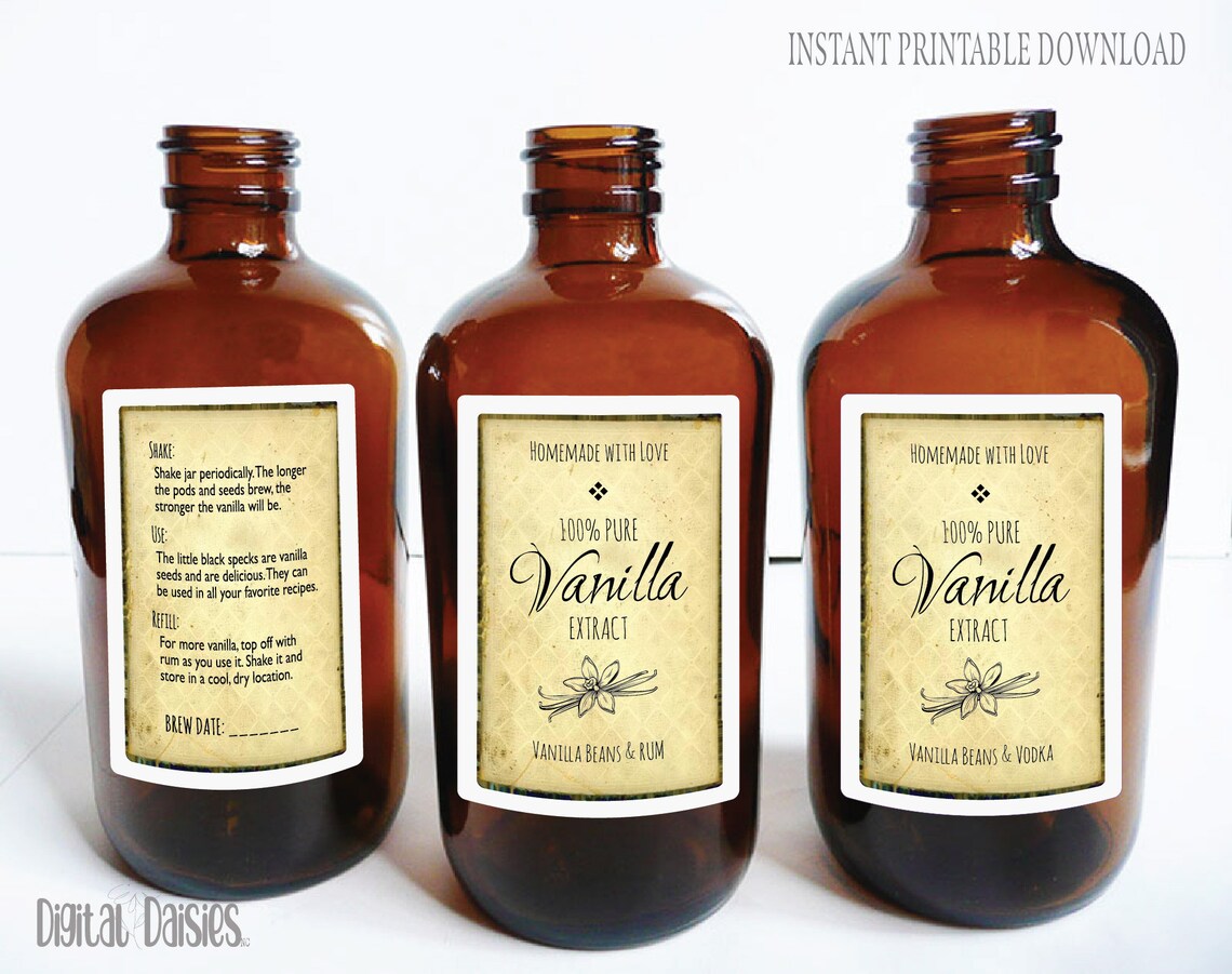 Vanilla Extract Printable Label, Instant DIGITAL Download Png, Homemade ...