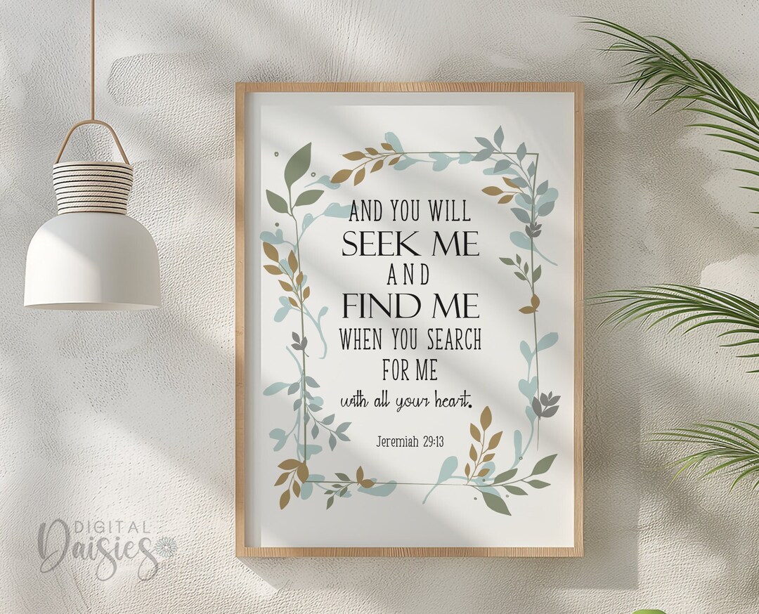 Jeremiah 29:13 Bible Verse Wall Art, Instant Download, DIGITAL Print ...
