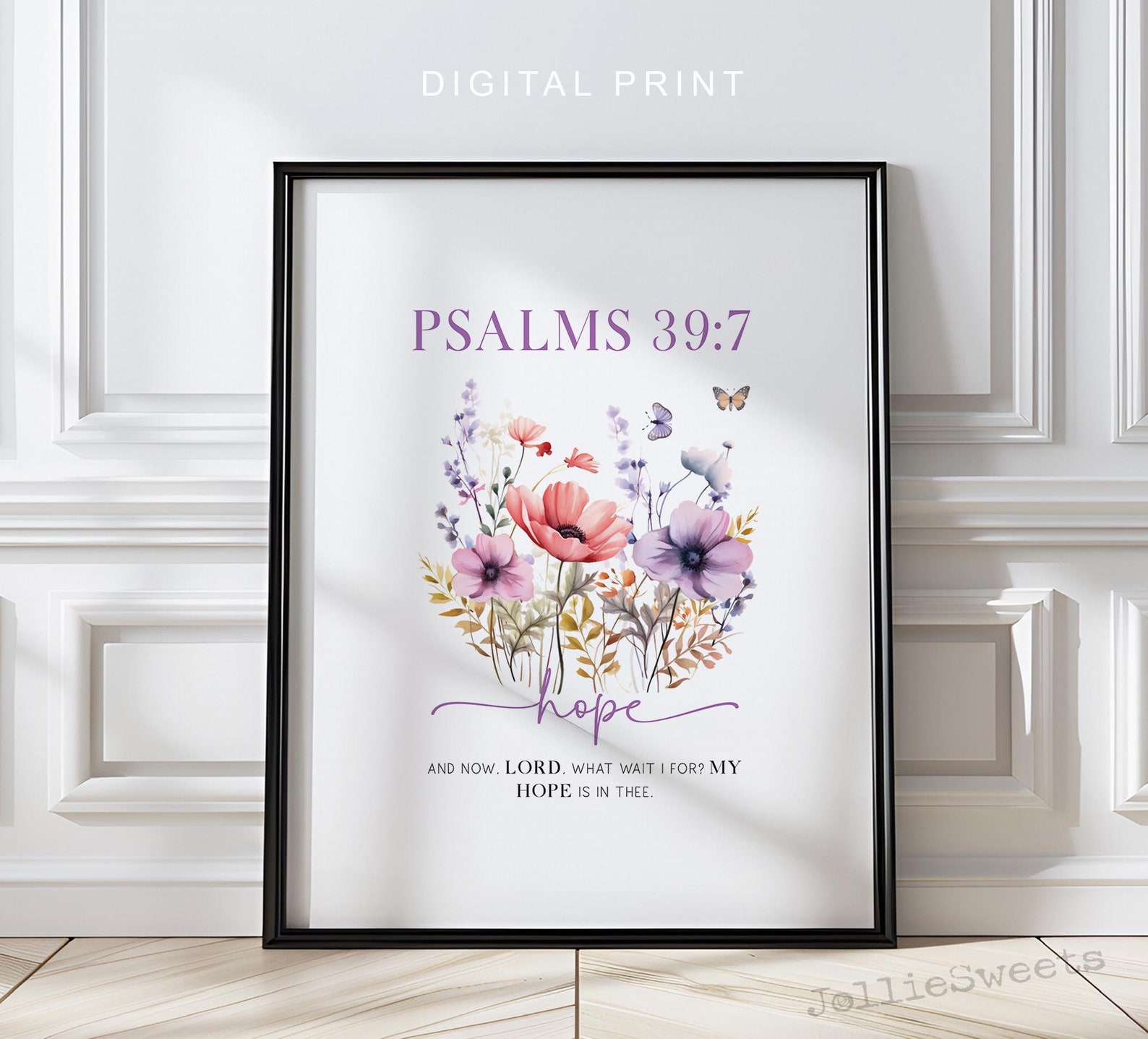 Psalms 39:7 Wildflower Bible Verse Wall Art, Hope Scripture Art Print ...
