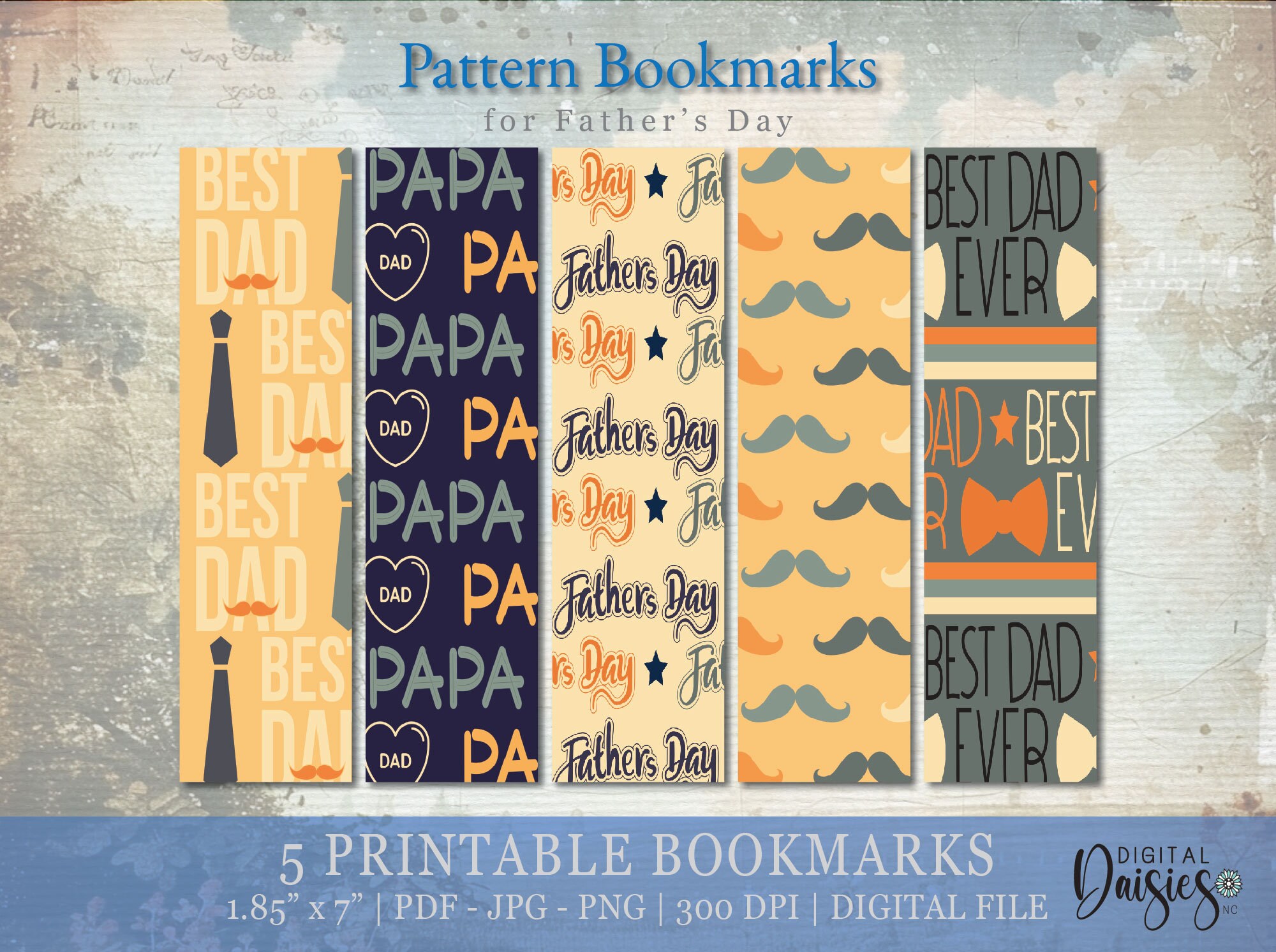 Retro Pattern Father Reader Bookmark Set, Printable Bookmarks ...