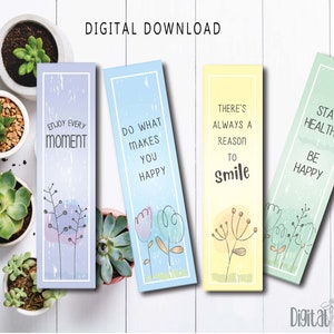 Printable Bookmark Set, Positive Bookmarks, Motivational Bookmarks ...