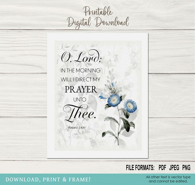 Psalm 5:3 Bible Verse Printable Wall Art, Instant Download DIGITAL ...
