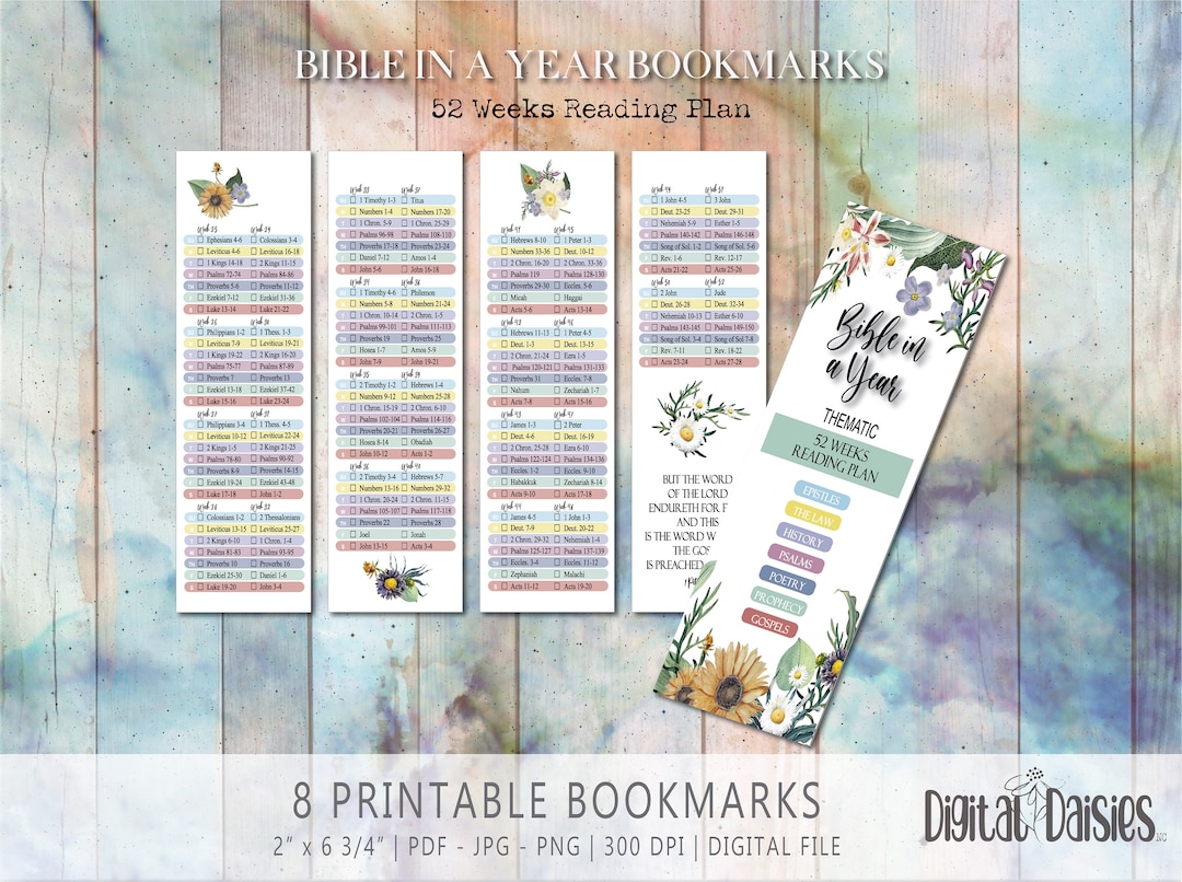 Bible in A Year Digital Bookmarks, Bookmarks INSTANT Digital Download ...