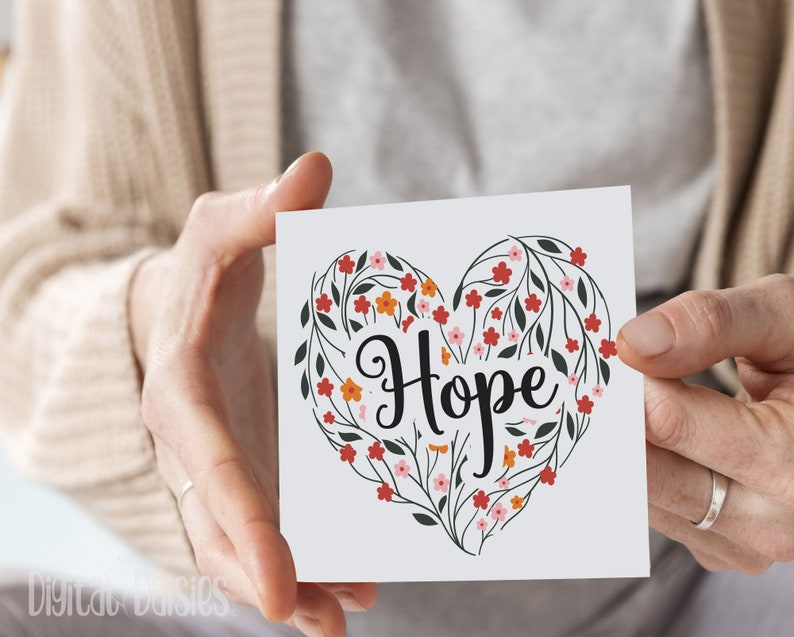 Hope Typography Floral Heart Digital Png, Instant Download DIGITAL ...