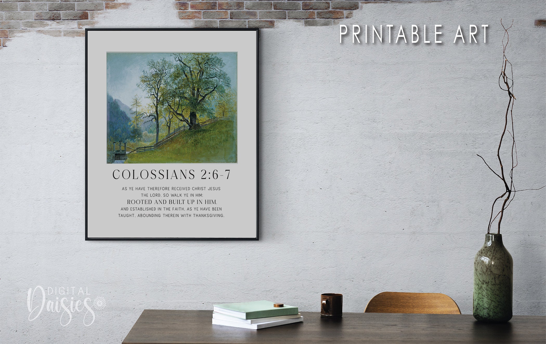 Colossians 2:6-7 Bible Verse Wall Art, Vintage Gallery Tree Scripture ...