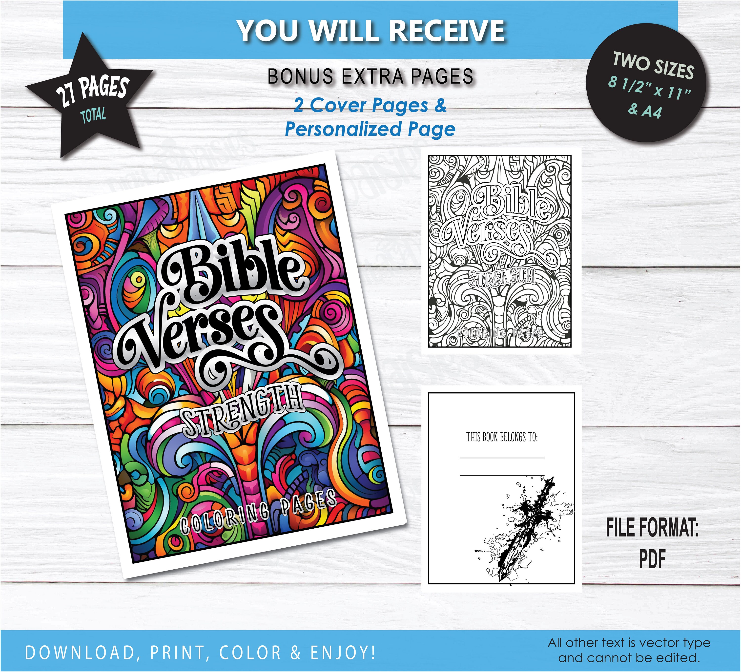 Bible Verse Scripture Coloring Book, Faith Adult Coloring, Bible Verse ...