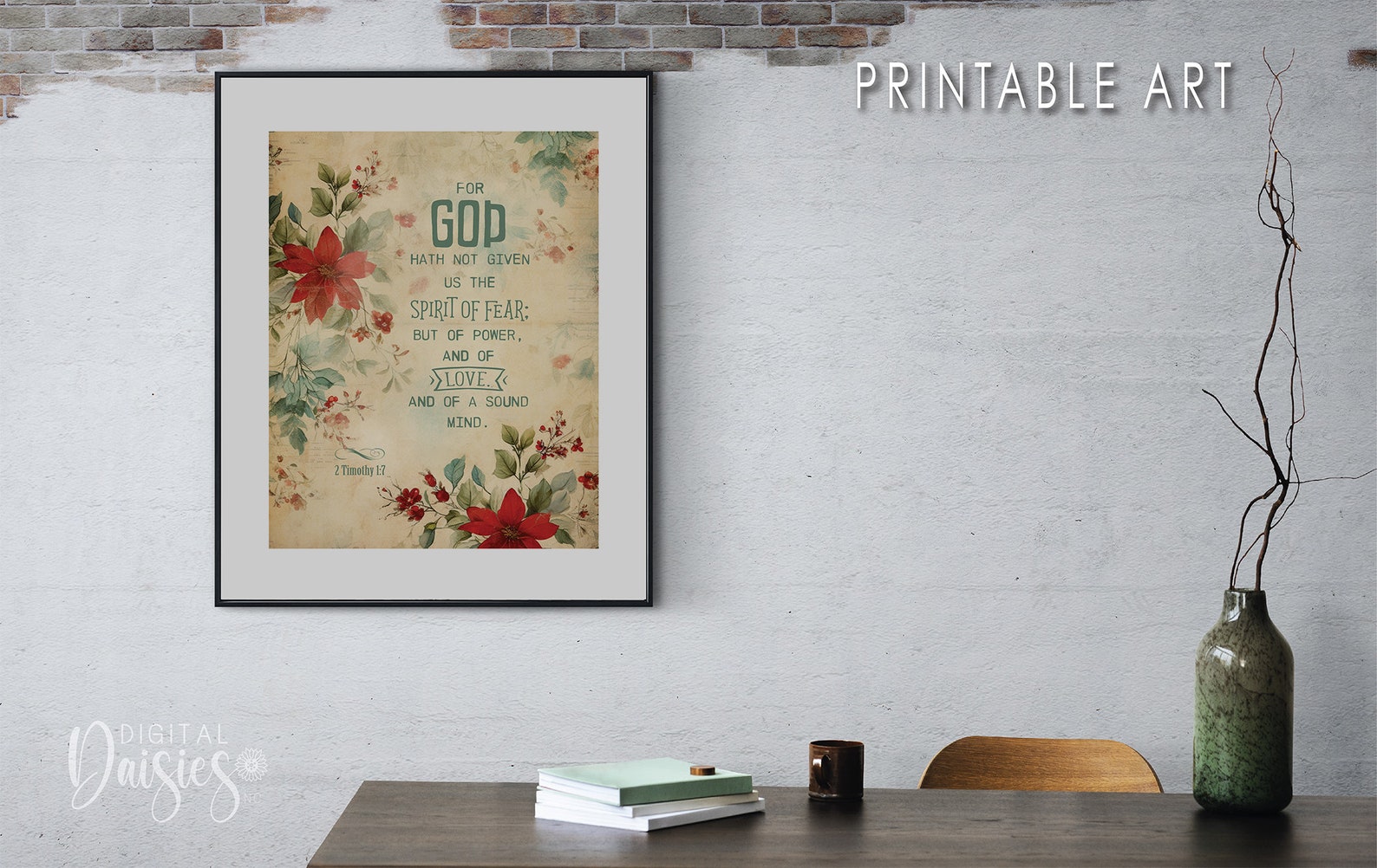 2 Timothy 1:7 Bible Verse Wall Art, Seek the Lord, Instant Download ...