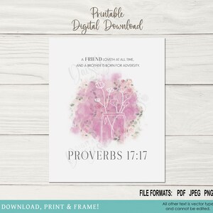 Proverbs 17:17 Bible Verse Printable Wall Art, Instant Download DIGITAL ...