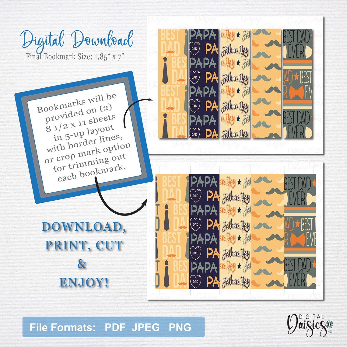 Retro Pattern Father Reader Bookmark Set, Printable Bookmarks ...