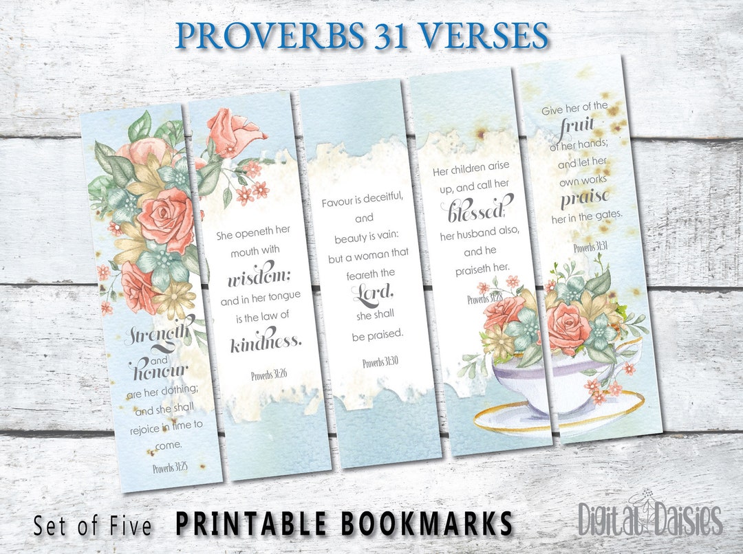 Proverbs 31 Verse Printable Bookmark Set Printable Bookmark - Etsy