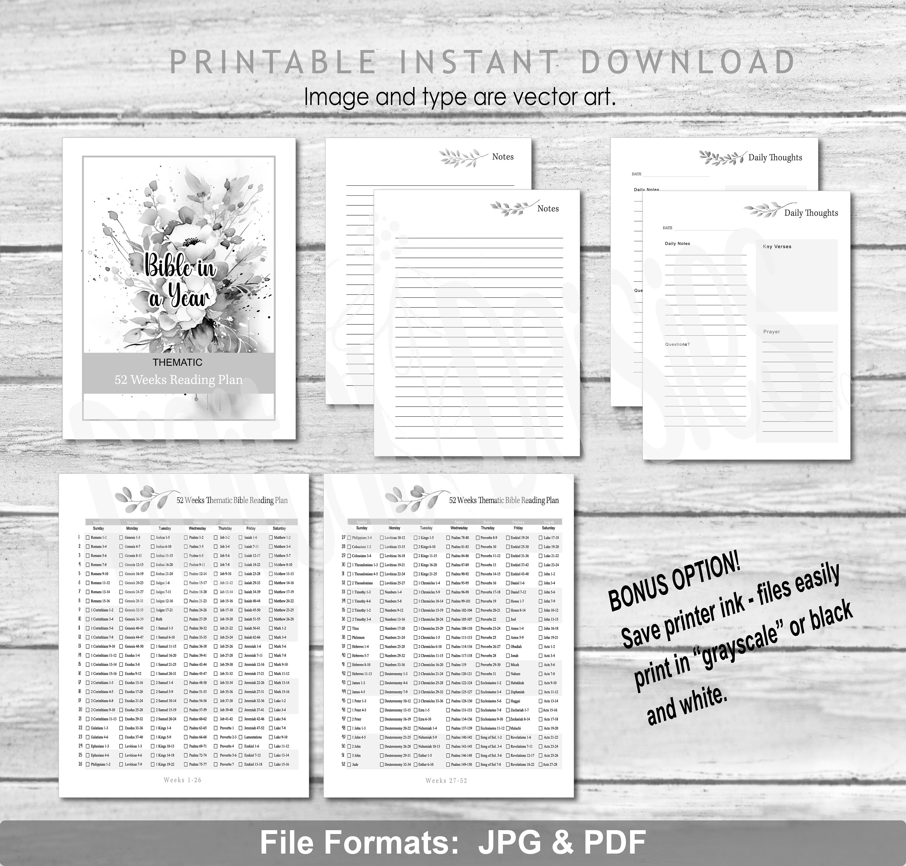 Thematic Bible Reading Plan, Yearly Bible Reading, Instant Download ...