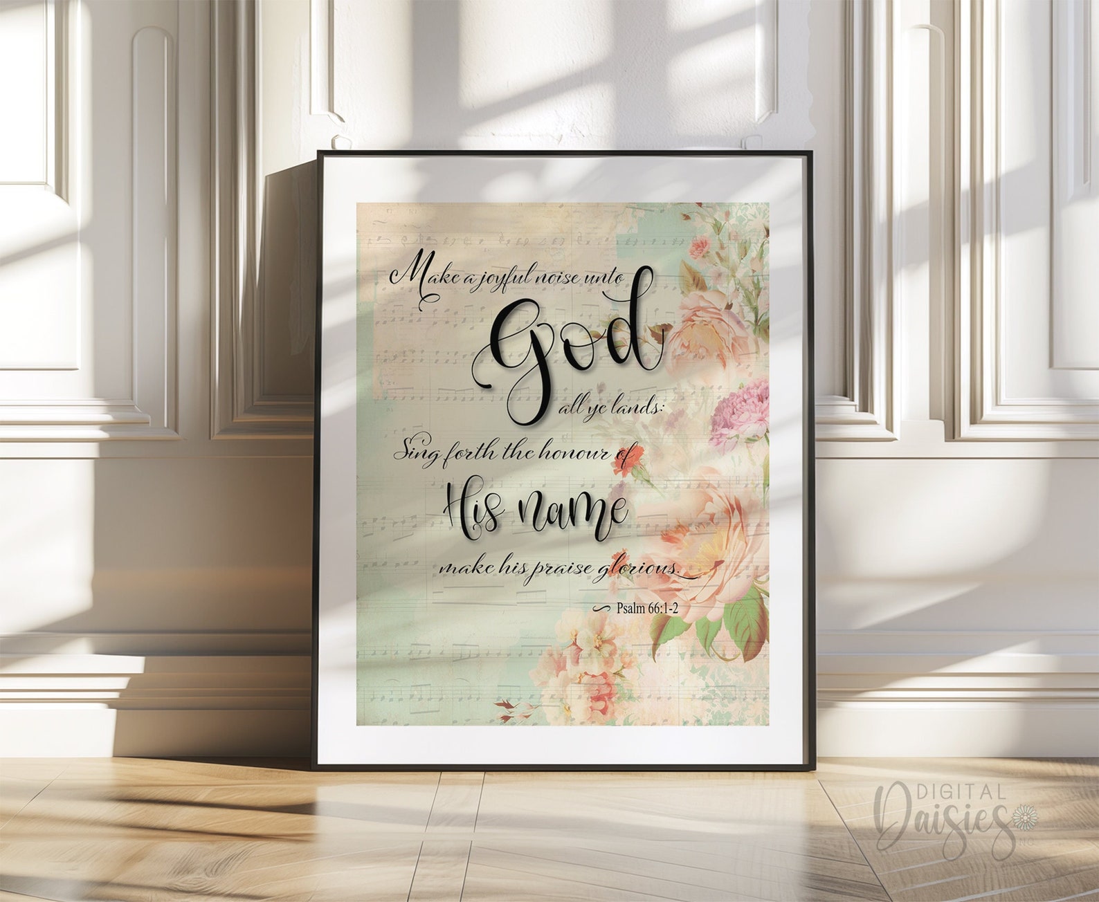 Psalms 66 Bible Verse Wall Art, Floral Scripture Print Digital ...
