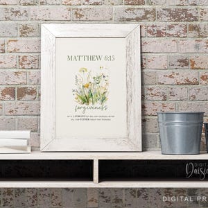 Matthew 6:15 Wildflower Bible Verse Wall Art, FORGIVENESS Scripture ...