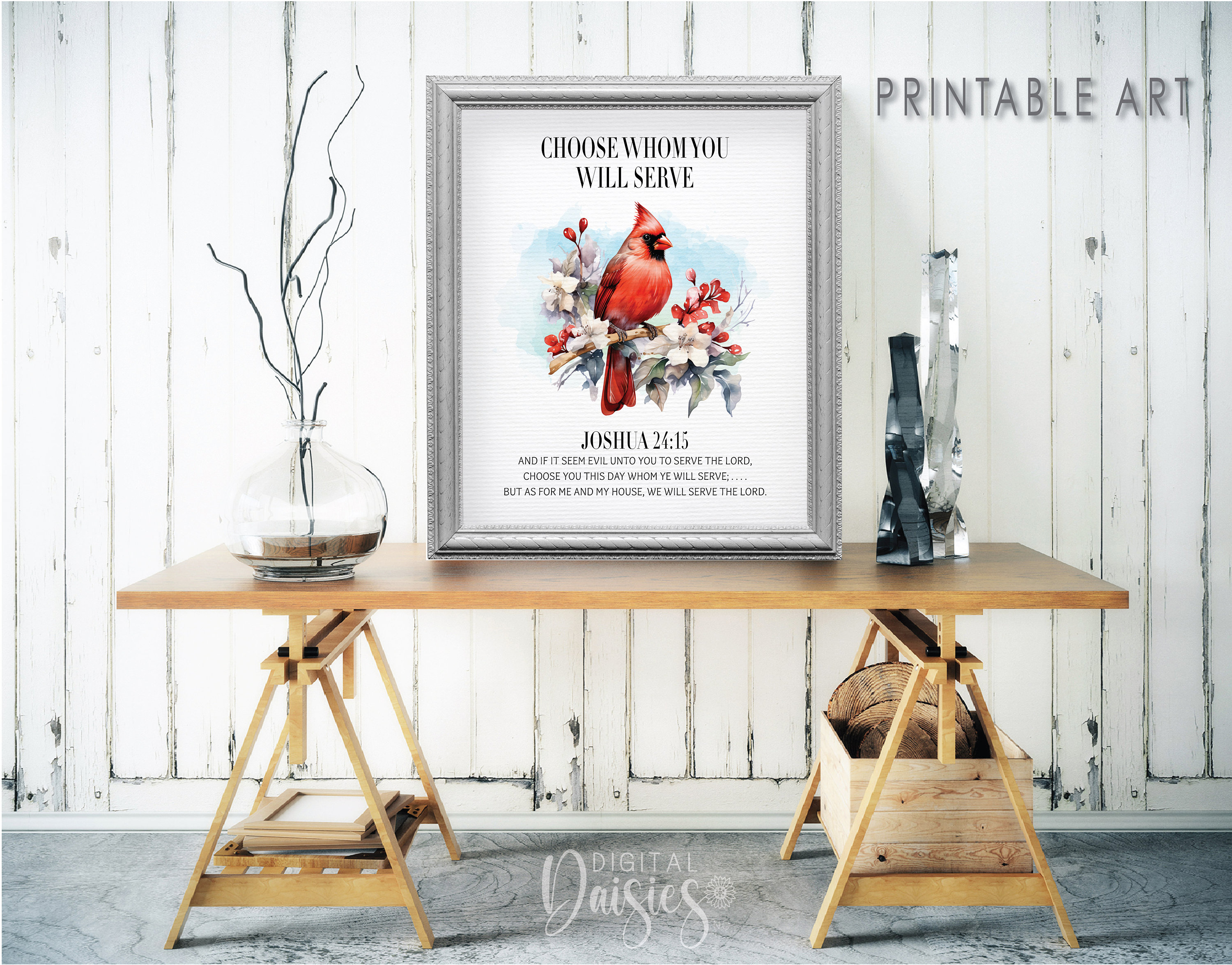 Cardinal Bible Wall Art, Instant Download, DIGITAL Printable Wall Décor ...