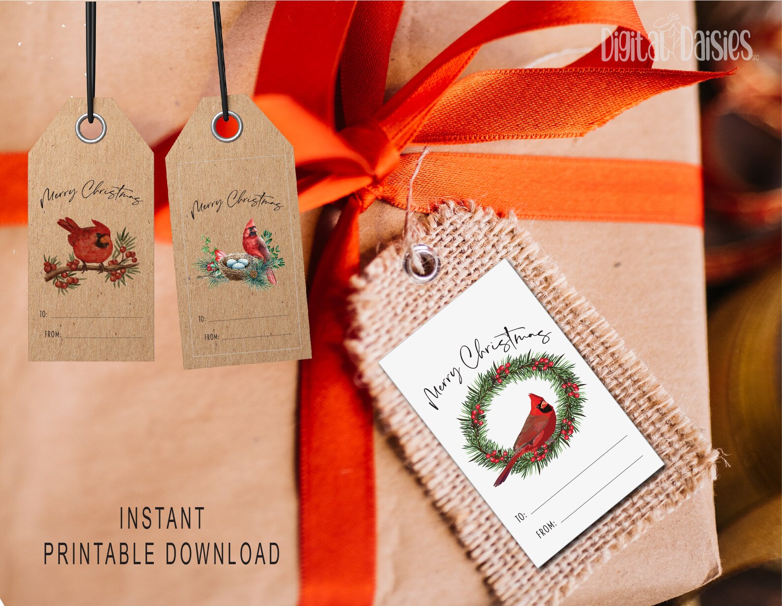 Cardinal Birds Printable Gift Tags, Set of 10, Christmas Gift Tags ...