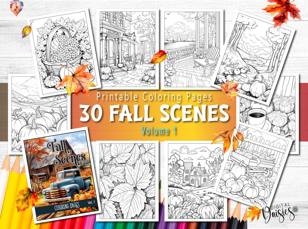Fall Scenes Coloring Book, Autumn Coloring Book Vol. 1, Christian ...