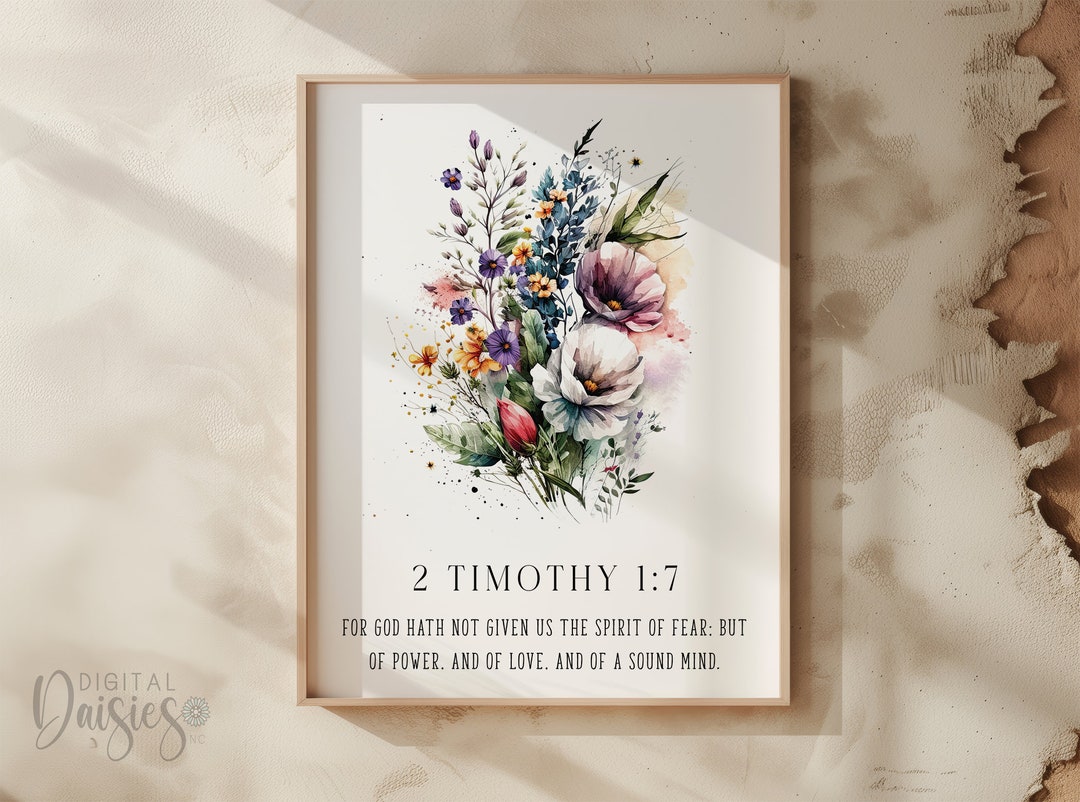2 Timothy 1:7 Bible Verse Wall Art, Scripture Art Print Digital ...