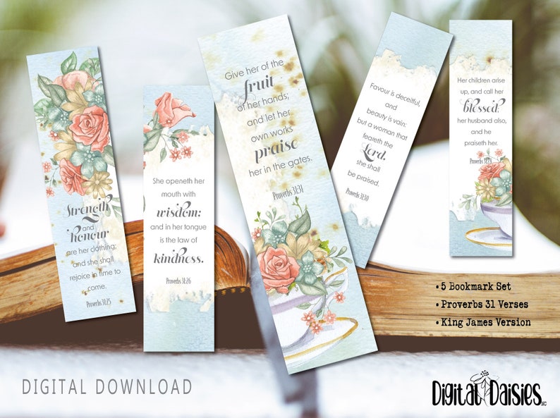 Proverbs 31 Verse Printable Bookmark Set Printable Bookmark - Etsy