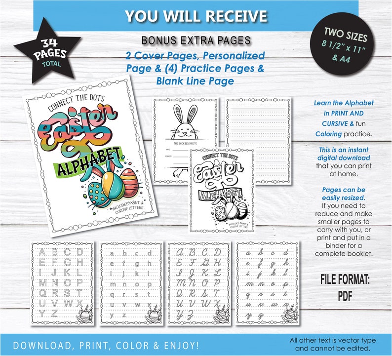 Easter Alphabet Coloring Pages for Kids, Preschoolers Toddlers ...
